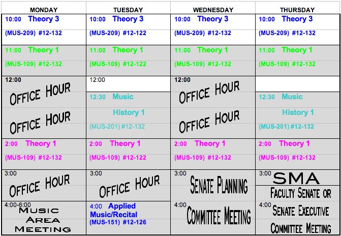 Class Schedule | Dr. David Shaw